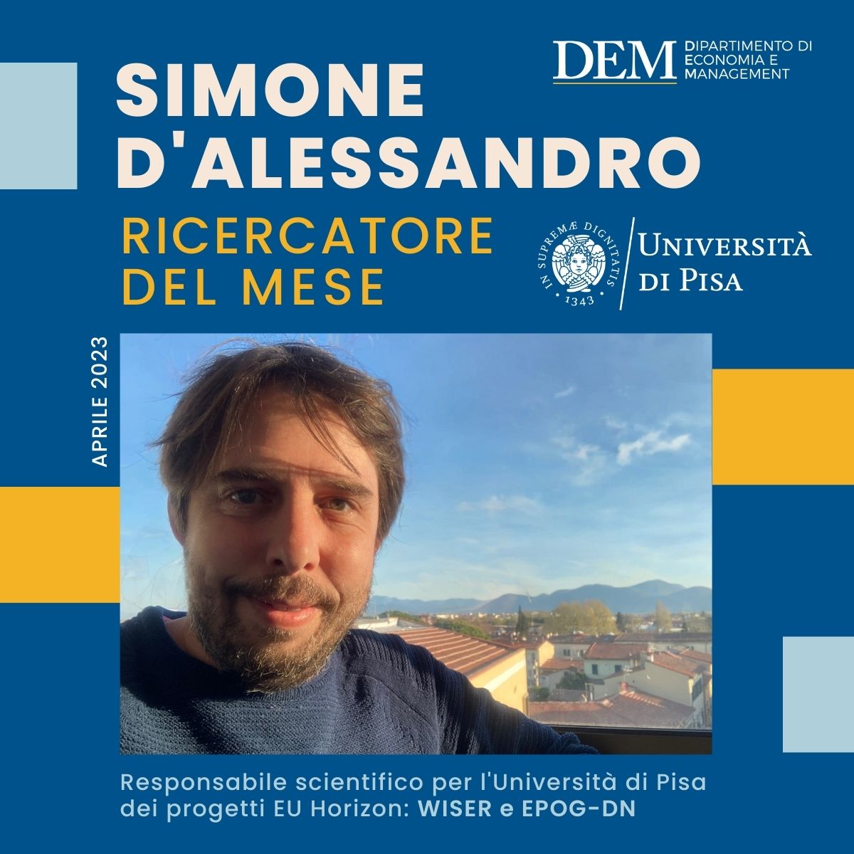 Simone D'Alessandro vince due nuovi progetti Horizon Europe: WISER e ...