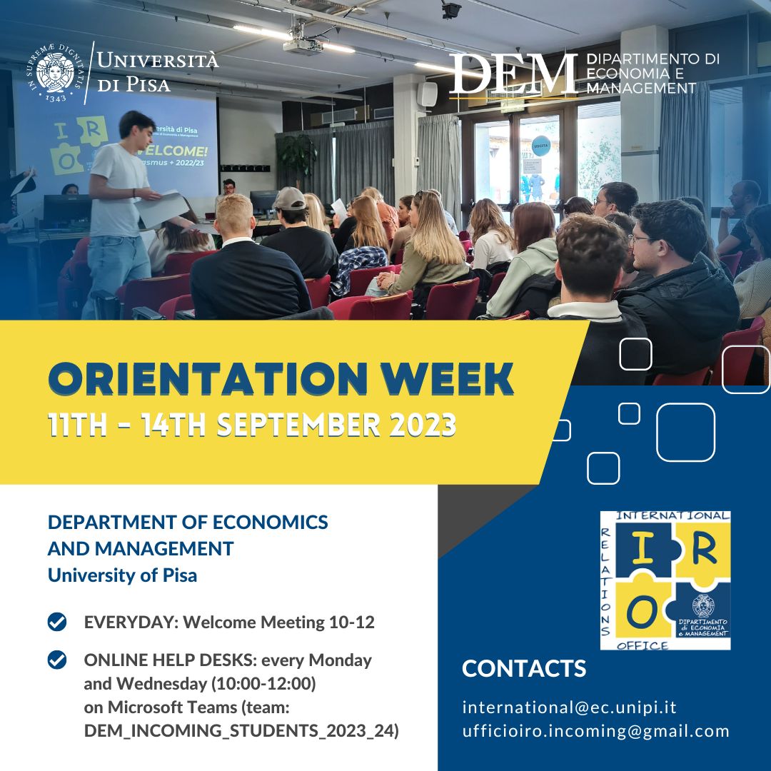 Orientation Week | 11th - 14th September, 2023 - Dipartimento di ...