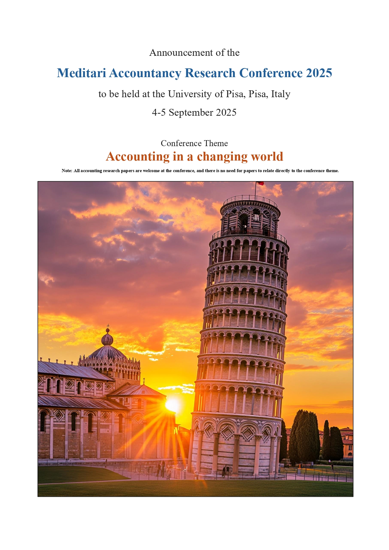 Call for papers: “Accounting in a changing world” - Meditari ...